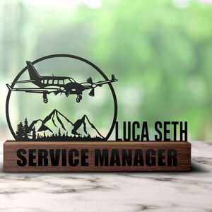Custom Airplane Desk Name Plate Wedge Personalized Pilot Nameplate ...