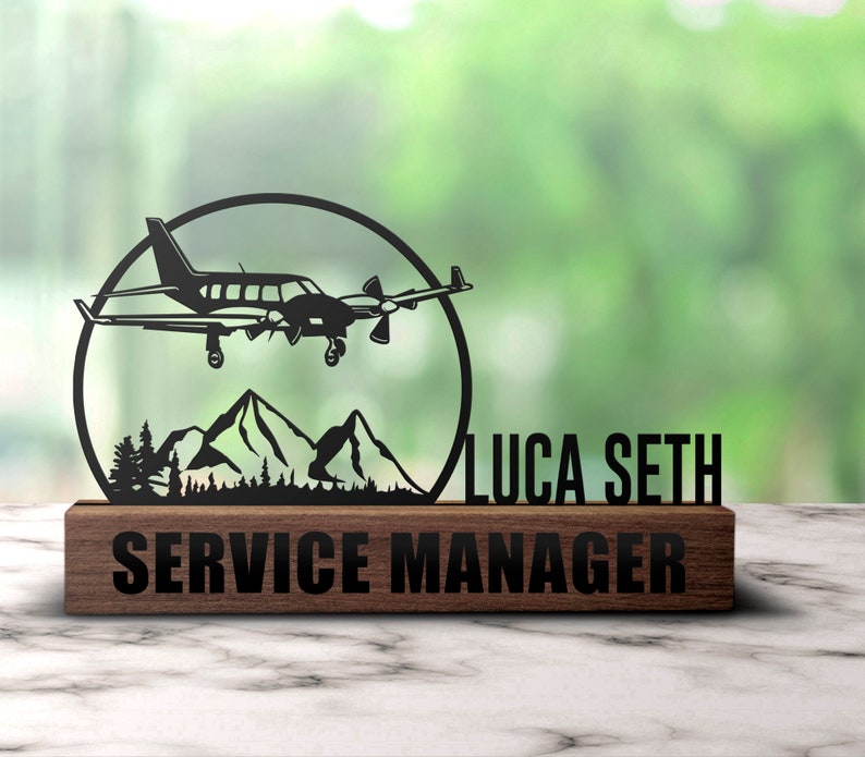 Custom Airplane Desk Name Plate Wedge Personalized Pilot Nameplate ...