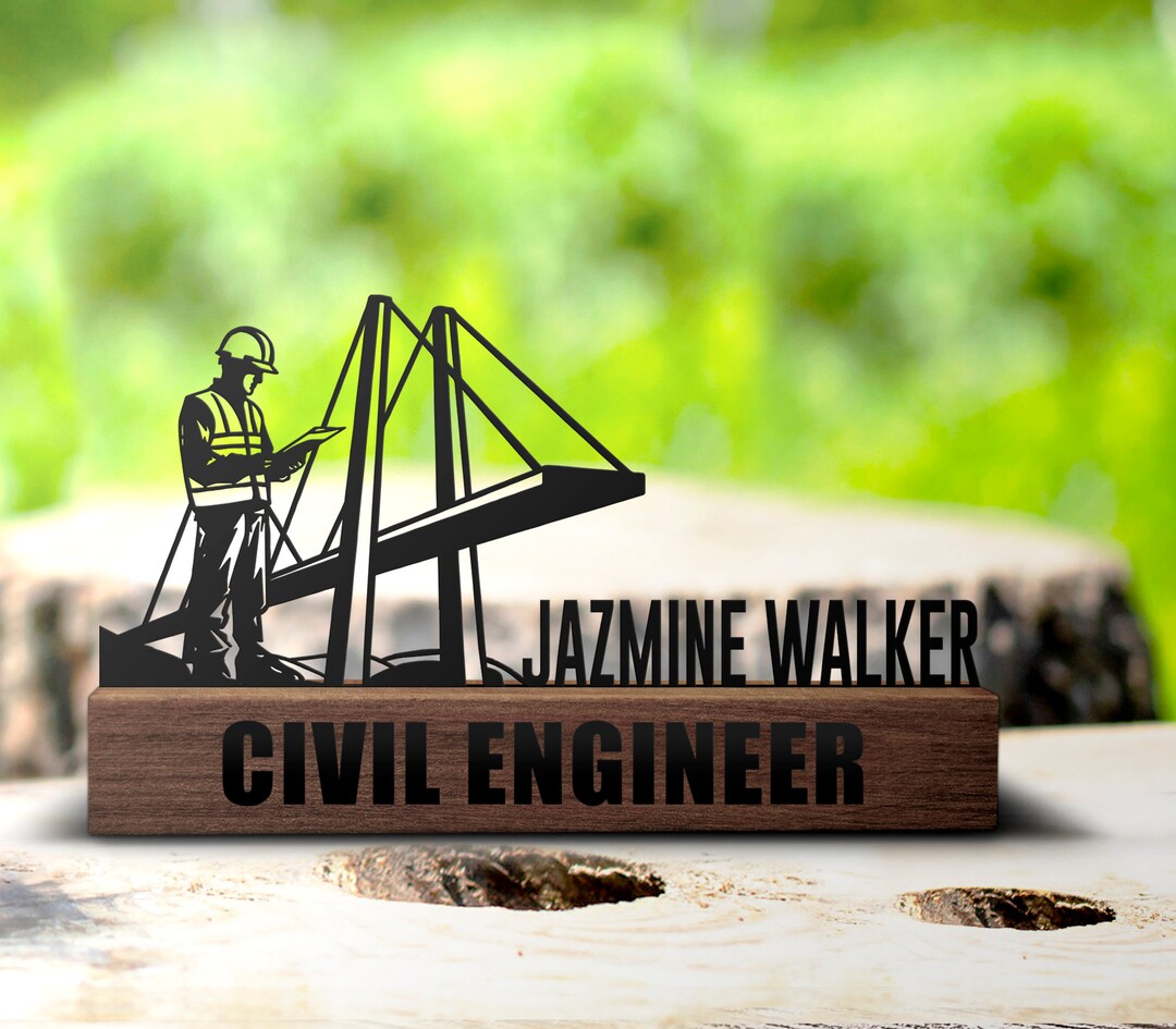 Custom Civil Engineer Desk Name Plate Wedge Personalized Construction ...