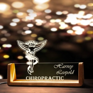 Custom Chiropractic Desk Name Plate Personalized Chiropractor LED Light ...