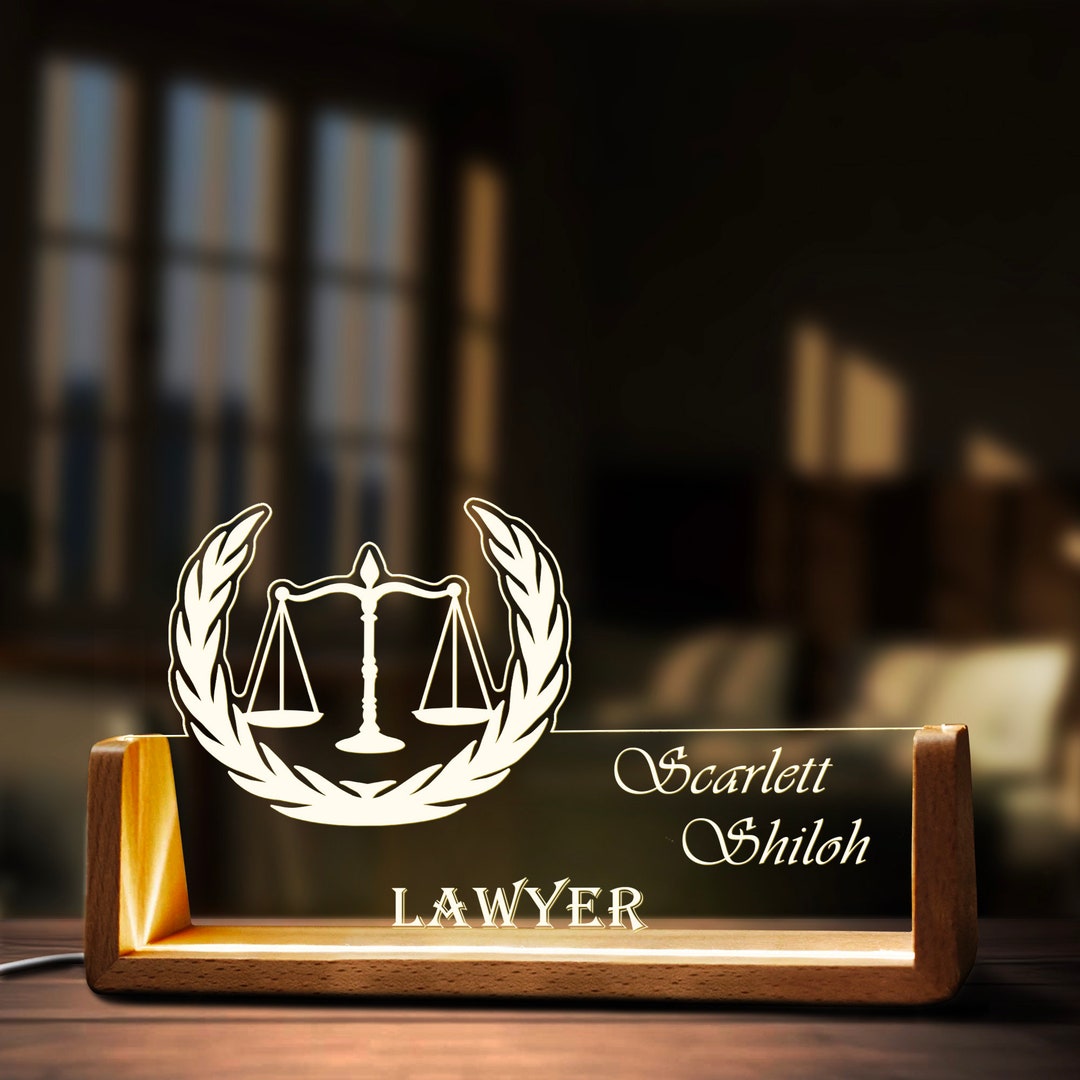 Custom Lawyer Desk Name Plate Personalized Attorney Gift LED Light ...