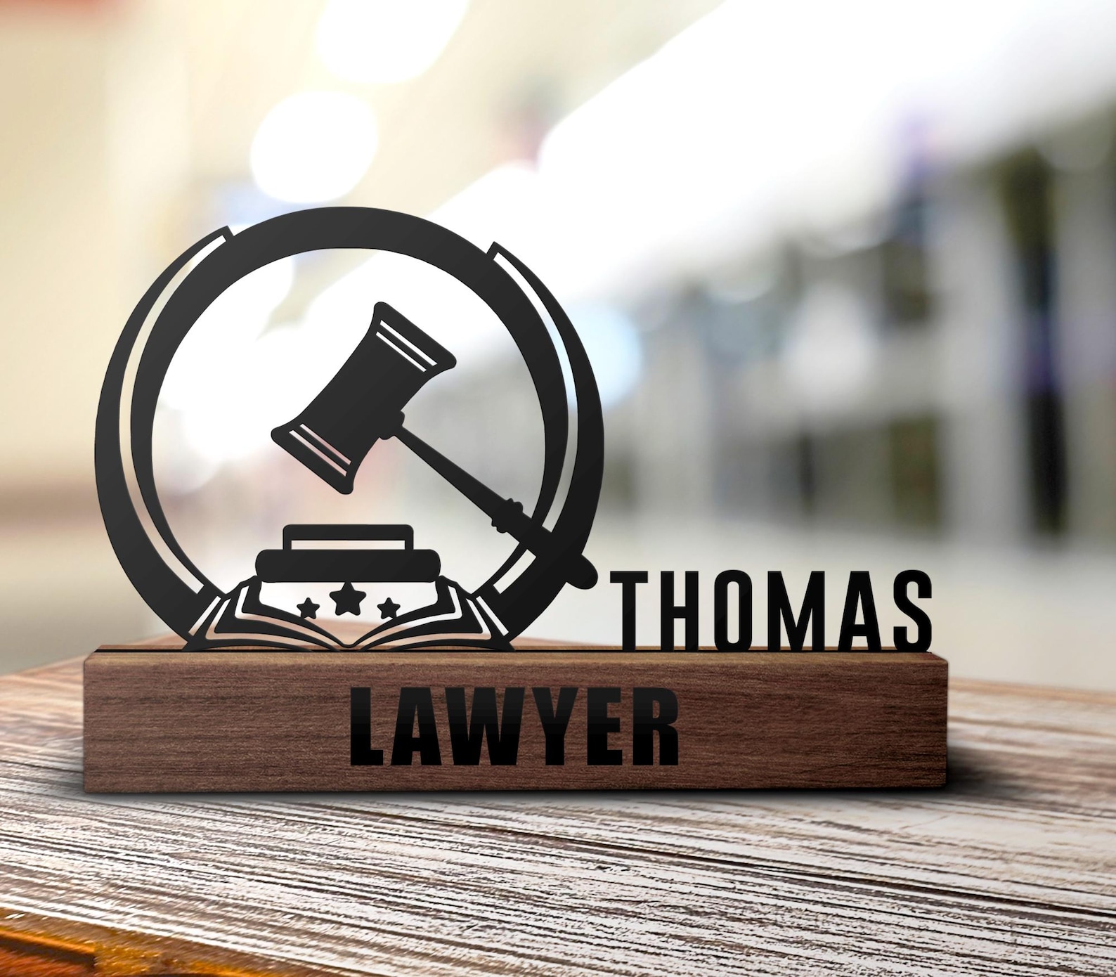 Custom Judges Gavel Lawyer Desk Name Plate Wedge Personalized Attorney ...