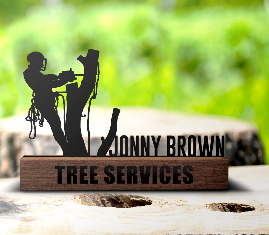 Custom Tree Services Desk Name Plate Wedge Personalized Tree Climbing ...