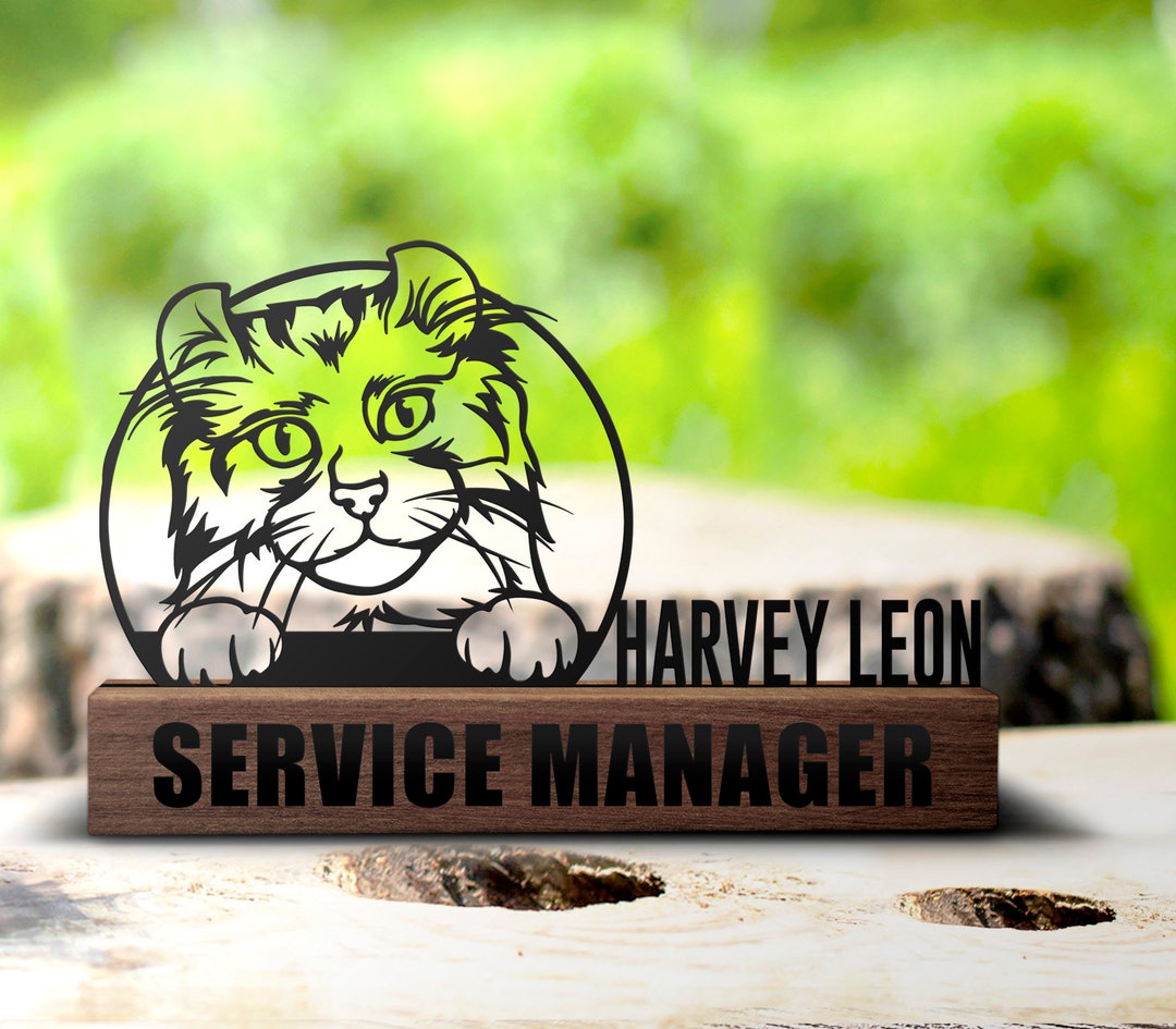 Custom Cute Cat Desk Name Plate Wedge Personalized Funny Kitten ...