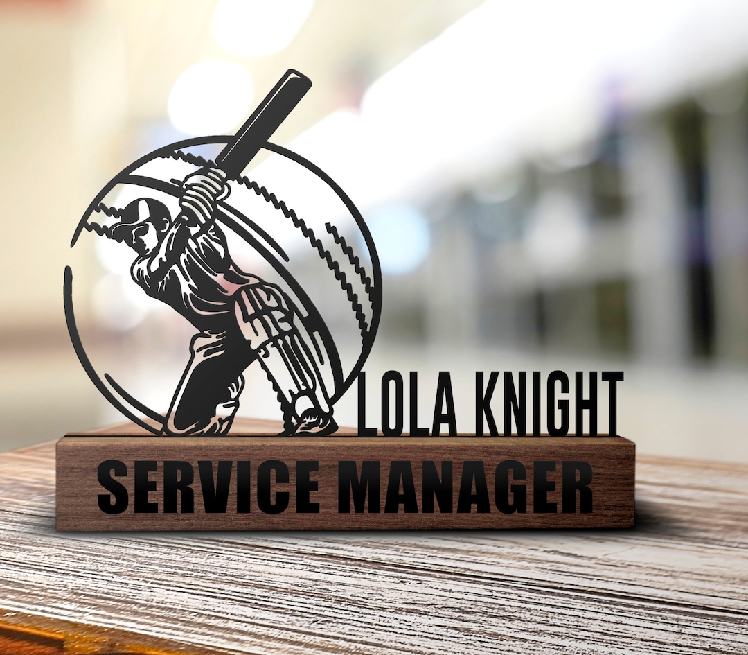 Custom Cricket Desk Name Plate Wedge Personalized Cricket Player ...