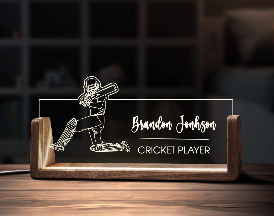 Custom Cricket Player Desk Name Plate Personalized Cricket Lover Gift ...