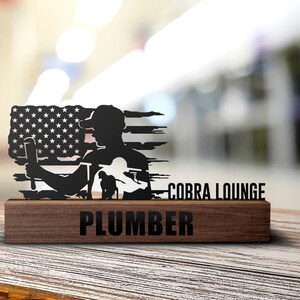 Custom Plumbing Desk Name Plate Wedge Personalized Plumber Nameplate ...