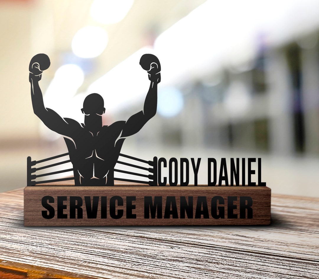 Custom Boxing Gloves Desk Name Plate Wedge Personalized Boxer Nameplate ...