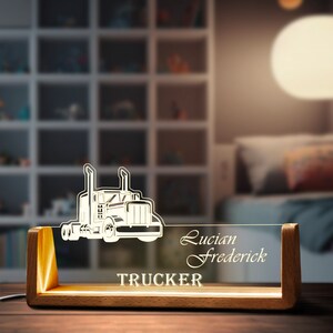 Custom Trucker Desk Name Plate Personalized Logistic Truck Driver LED ...