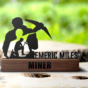 Custom Coal Mining Desk Name Plate Wedge Personalized Miner Nameplate ...