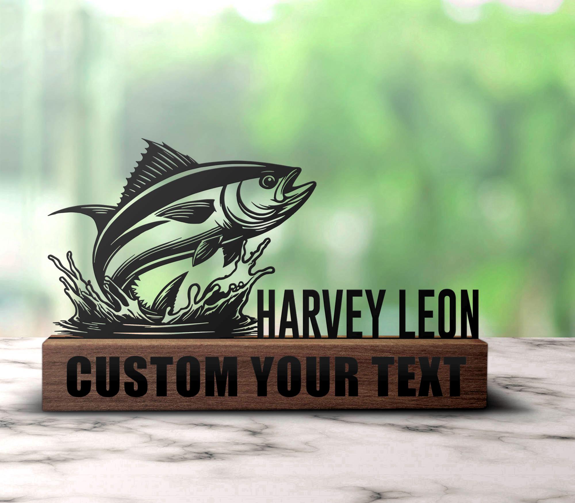 Custom Tuna Fish Desk Name Plate Wedge Personalized Fisher Nameplate ...