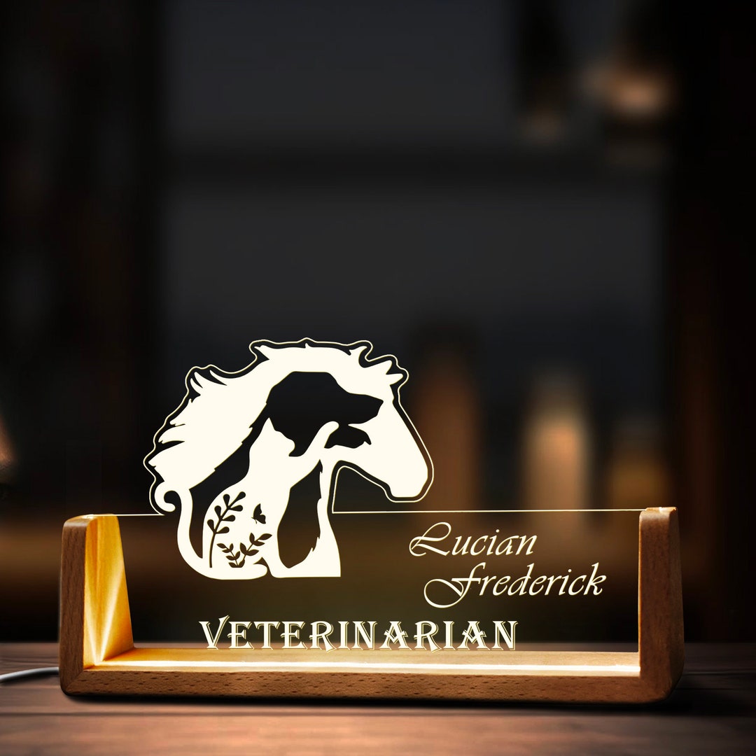 Custom Veterinarian Desk Name Plate Personalized Vet Tech LED Light ...