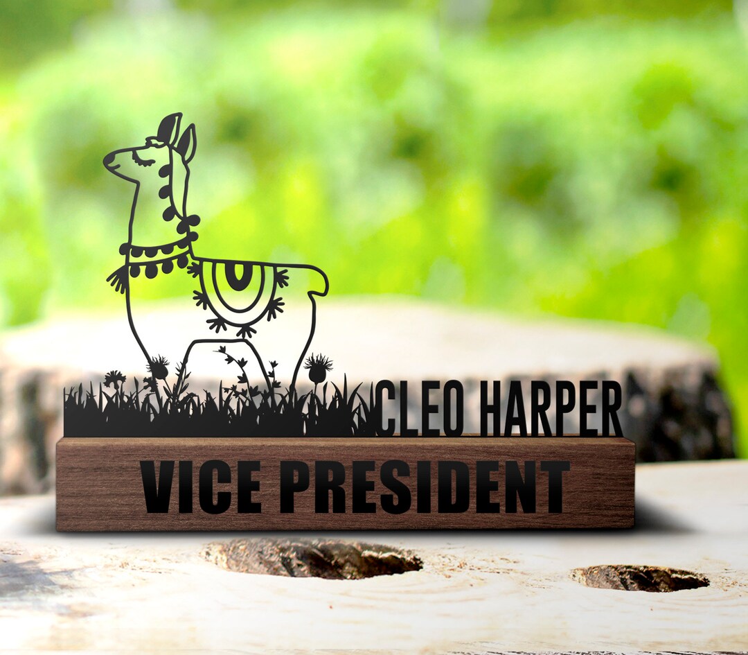 Custom Llama Desk Name Plate Wedge, Personalized Alpaca Farmhouse ...