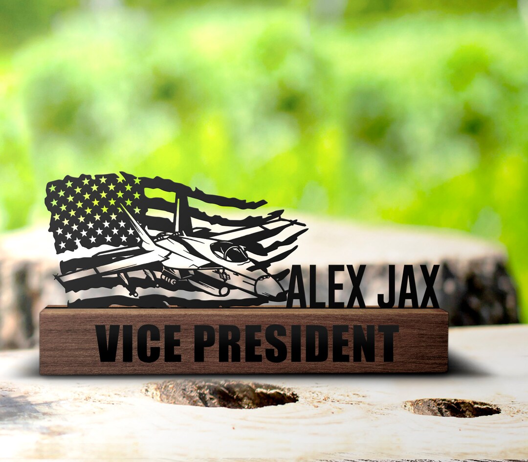 Custom Airplane Desk Name Plate Wedge Personalized Pilot Nameplate ...