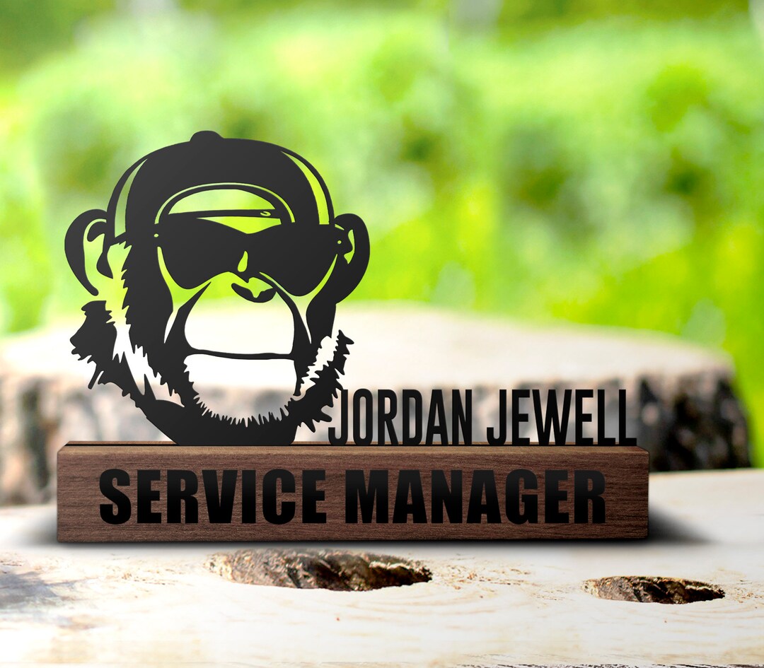 Custom Monkey Desk Name Plate Wedge Personalized Wildlife Wild Animal ...