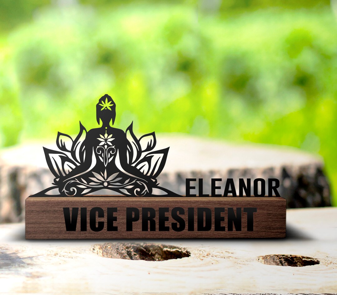 Custom Yoga Desk Name Plate Wedge, Personalized Meditation Nameplate ...