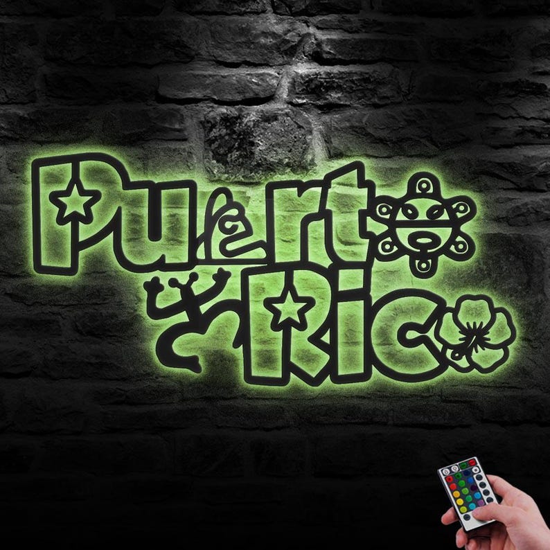 Frog Coqui Puerto Rico Taino Symbol Metal Wall Art LED Light Boriken ...