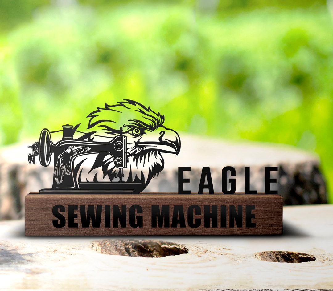 Custom Eagle Sewing Machine Desk Name Plate Wedge Personalized Tailor ...