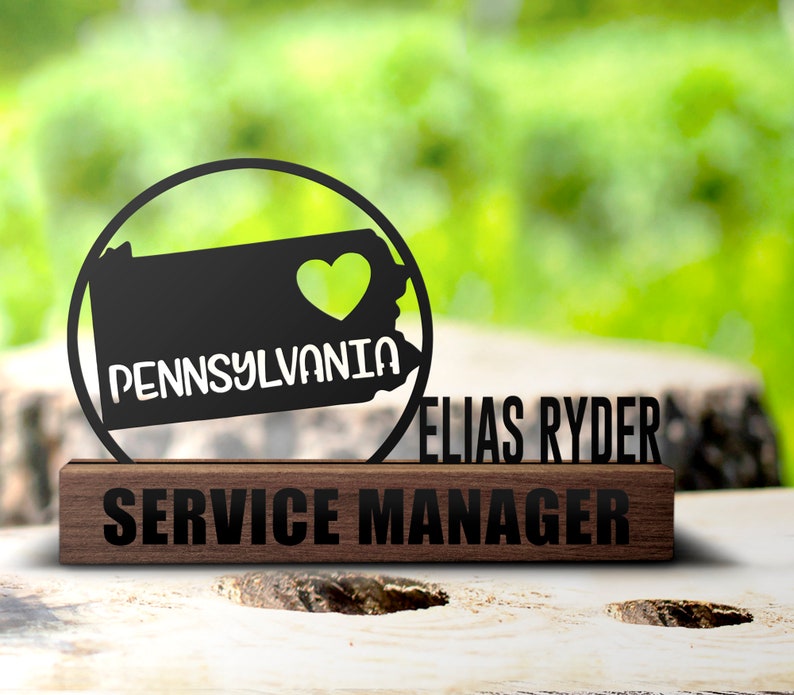 Custom Pennsylvania Map Desk Name Plate Wedge Personalized - Etsy