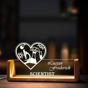 Custom Scientist Name Plate Personalized Science Lab LED Light Wooden ...