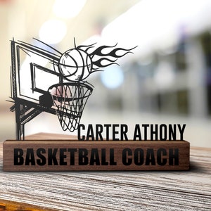Custom Basketball Coach Desk Name Plate Wedge Personalized Coach Gift ...