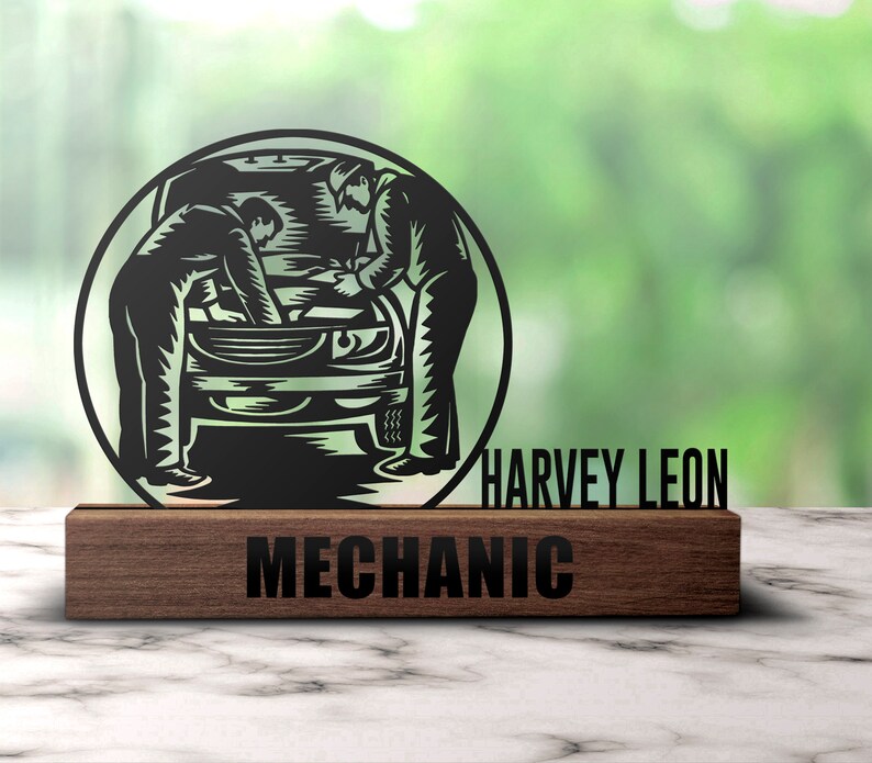 Custom Mechanic Desk Name Plate Wedge Personalized Mechanic Gift ...