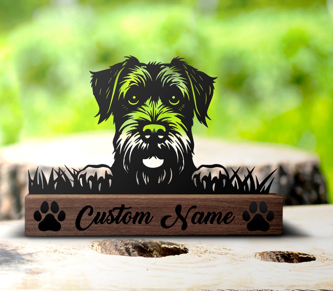 Custom Giant Schnauzer Dog Desk Name Plate Wedge Personalized Peeking ...