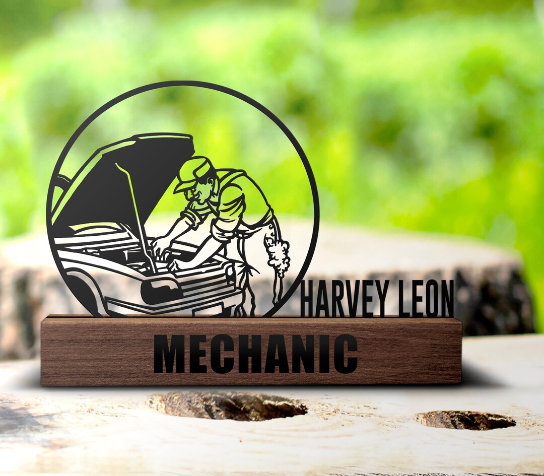 Custom Mechanic Desk Name Plate Wedge Personalized Mechanic Gift ...