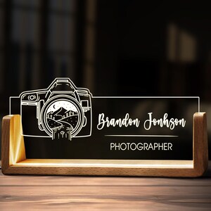Custom Photographer Desk Name Plate Personalized Photography Camera ...