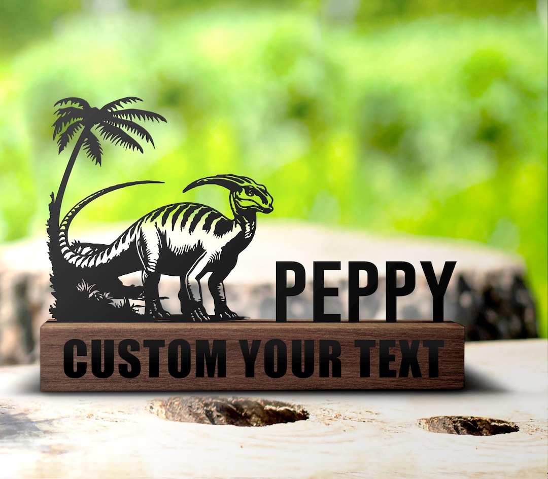 Custom Dinosaur Desk Name Plate Wedge Personalized Parasaurolophus ...