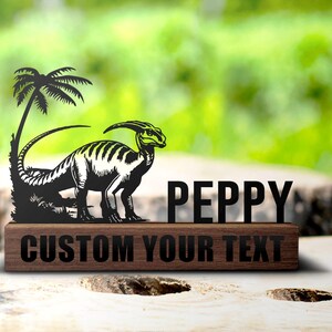 Custom Dinosaur Desk Name Plate Wedge Personalized Parasaurolophus ...