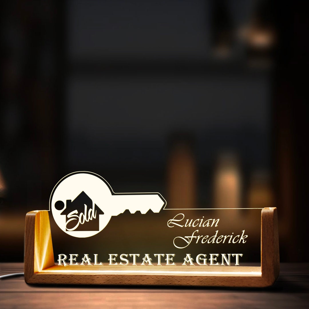 Custom Real Estate Agent Name Plate Personalized Real Estate Broker LED ...
