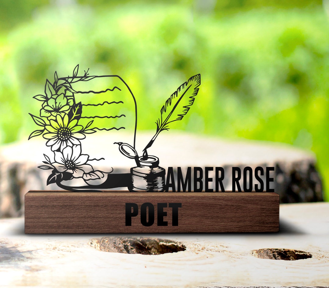 Custom Poet Desk Name Plate Wedge Personalized Poetry Writer Nameplate ...