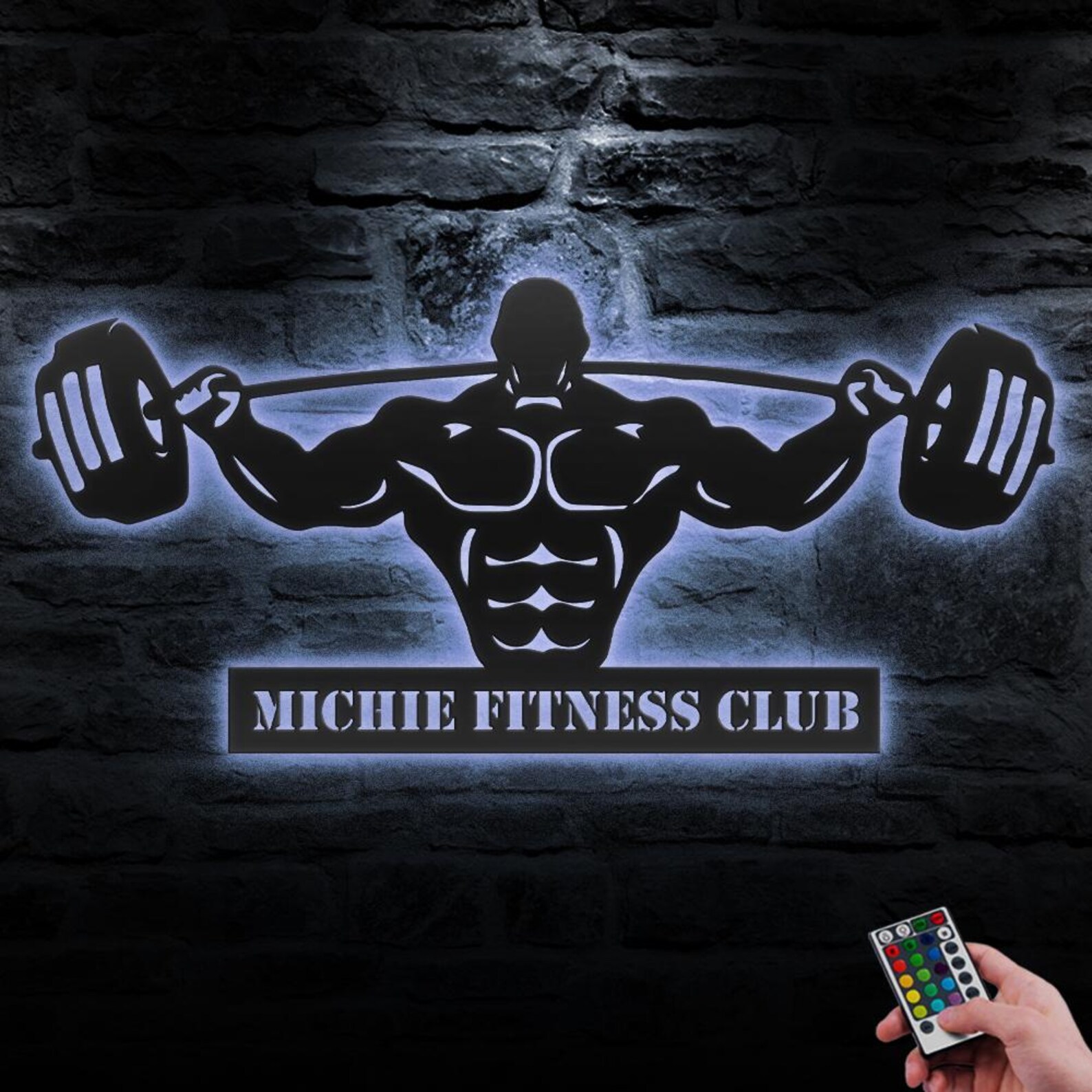 Custom Powerlifting Workout Metal Wall Art LED Light Personalized ...