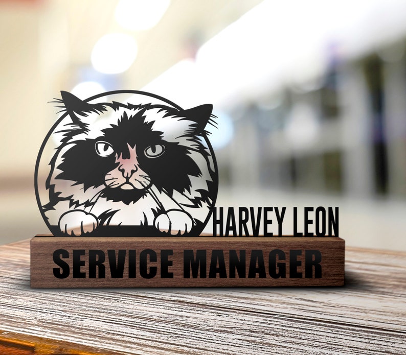 Custom Cute Cat Desk Name Plate Wedge Personalized Funny Kitten ...