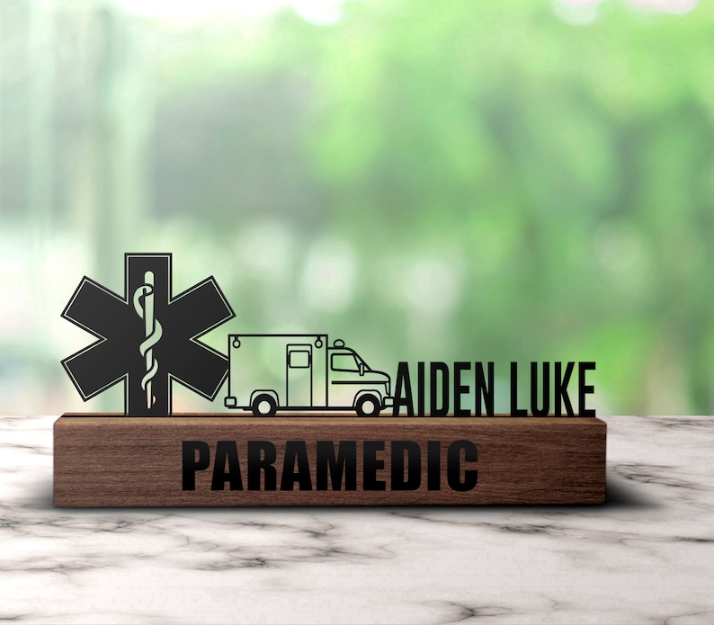 Custom Paramedic Desk Name Plate Wedge Personalized EMS EMT Nameplate ...