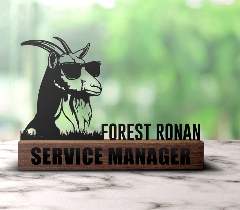 Custom Goat Desk Name Plate Wedge, Personalized Farmhouse Nameplate ...