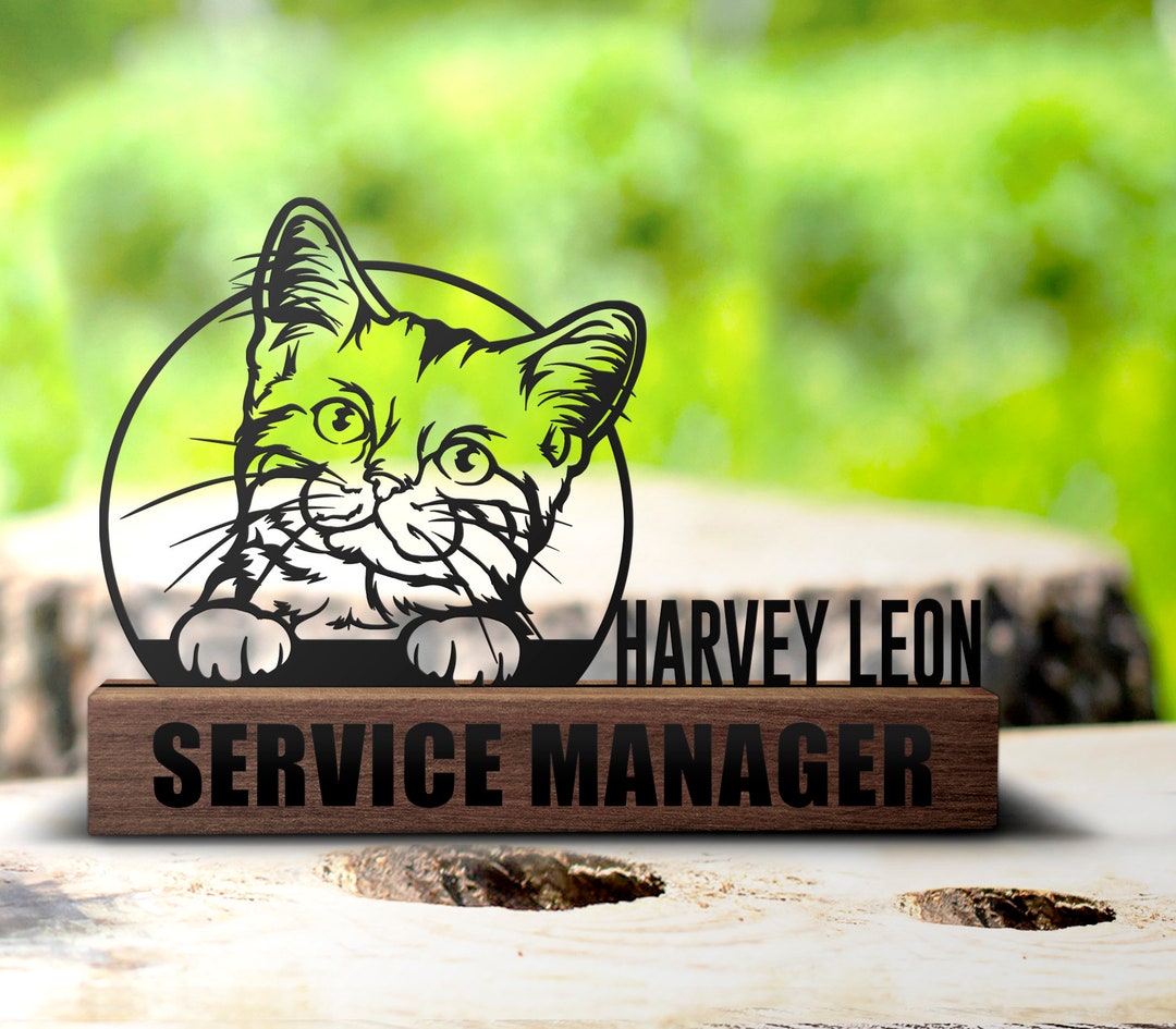 Custom Cute Cat Desk Name Plate Wedge Personalized Funny Kitten ...