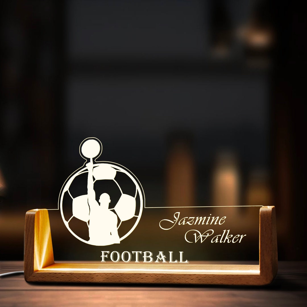 Custom Soccer Desk Name Plate Personalized Football Player LED Light ...