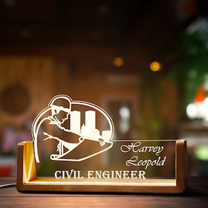 Custom Civil Engineer Desk Name Plate Personalized Engineering LED ...