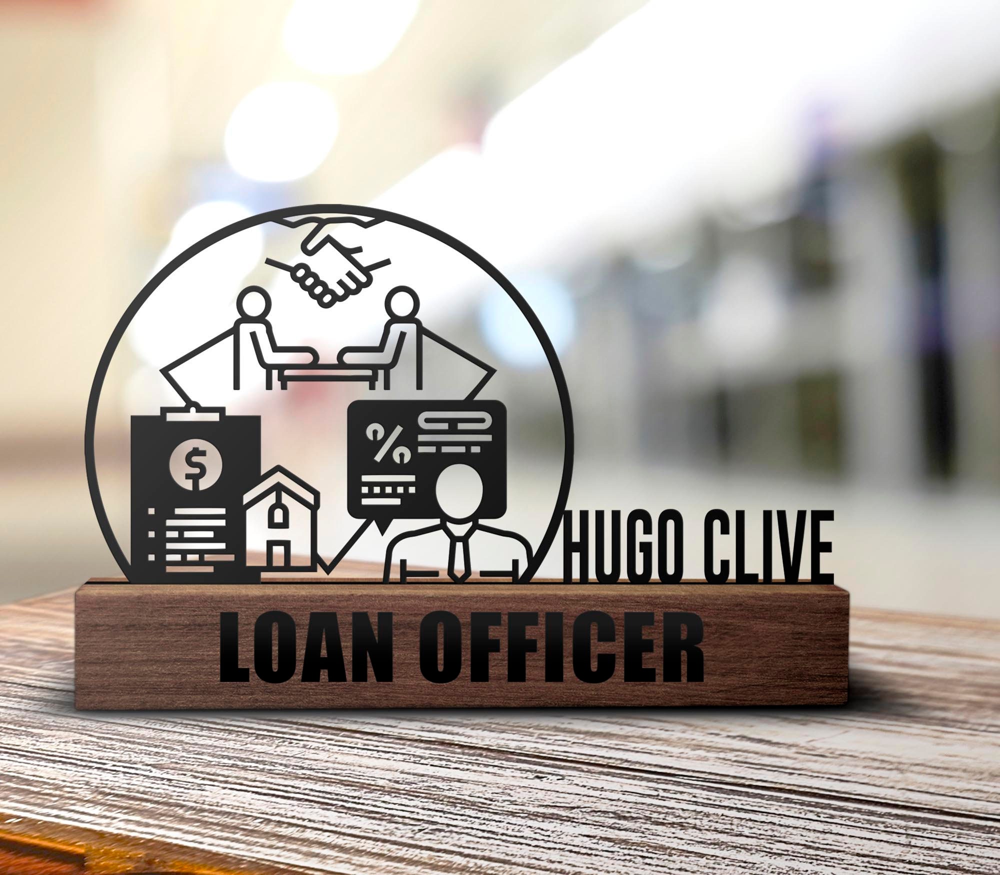 Custom Loan Officer Desk Name Plate Wedge Personalized Bank Employee ...