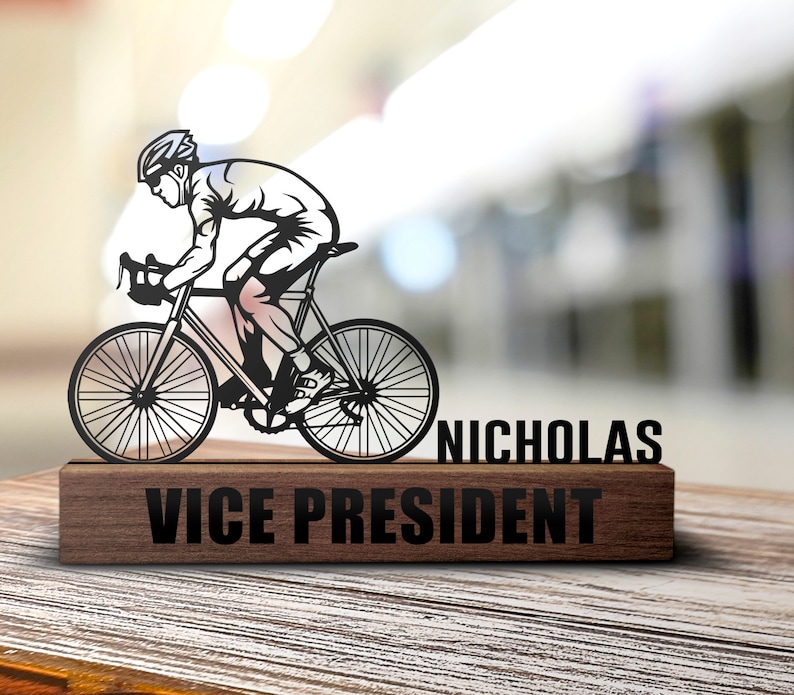 Custom Bicycle Desk Name Plate Wedge Personalized Cycling Name - Etsy