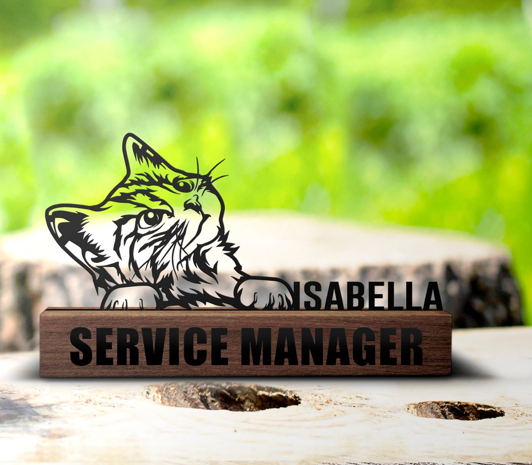 Custom Cute Cat Desk Name Plate Wedge Personalized Funny Kitten ...