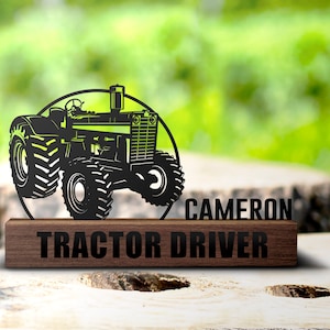 Custom Tractor Driver Desk Name Plate Wedge Personalized Farmhouse ...