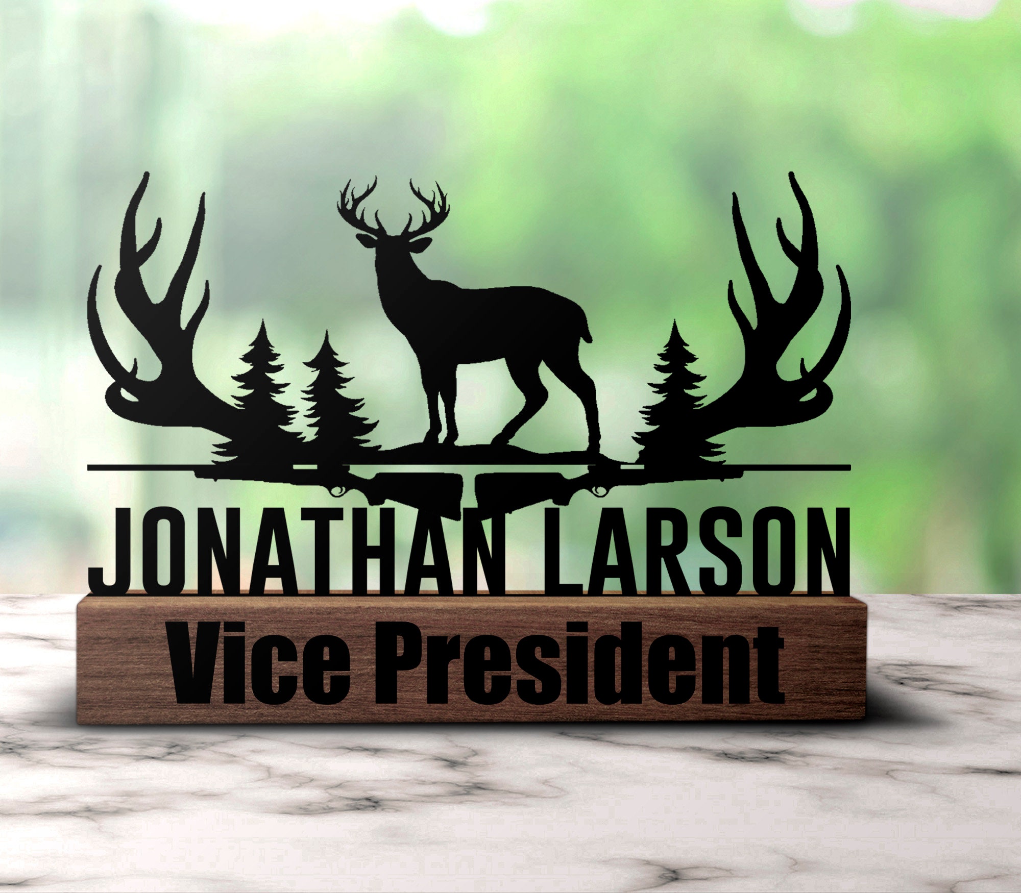 Custom Deer Hunting Desk Name Plate Wedge, Personalized Hunter ...