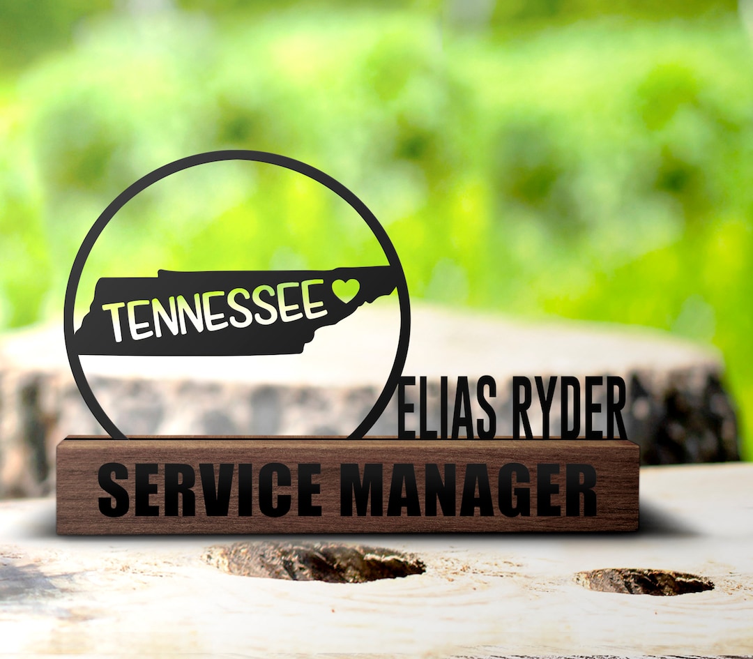 Custom Tennessee Map Desk Name Plate Wedge, Personalized Born in ...