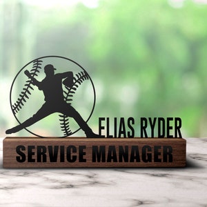 Custom Baseball Desk Name Plate Wedge Personalized Softball Player Name ...