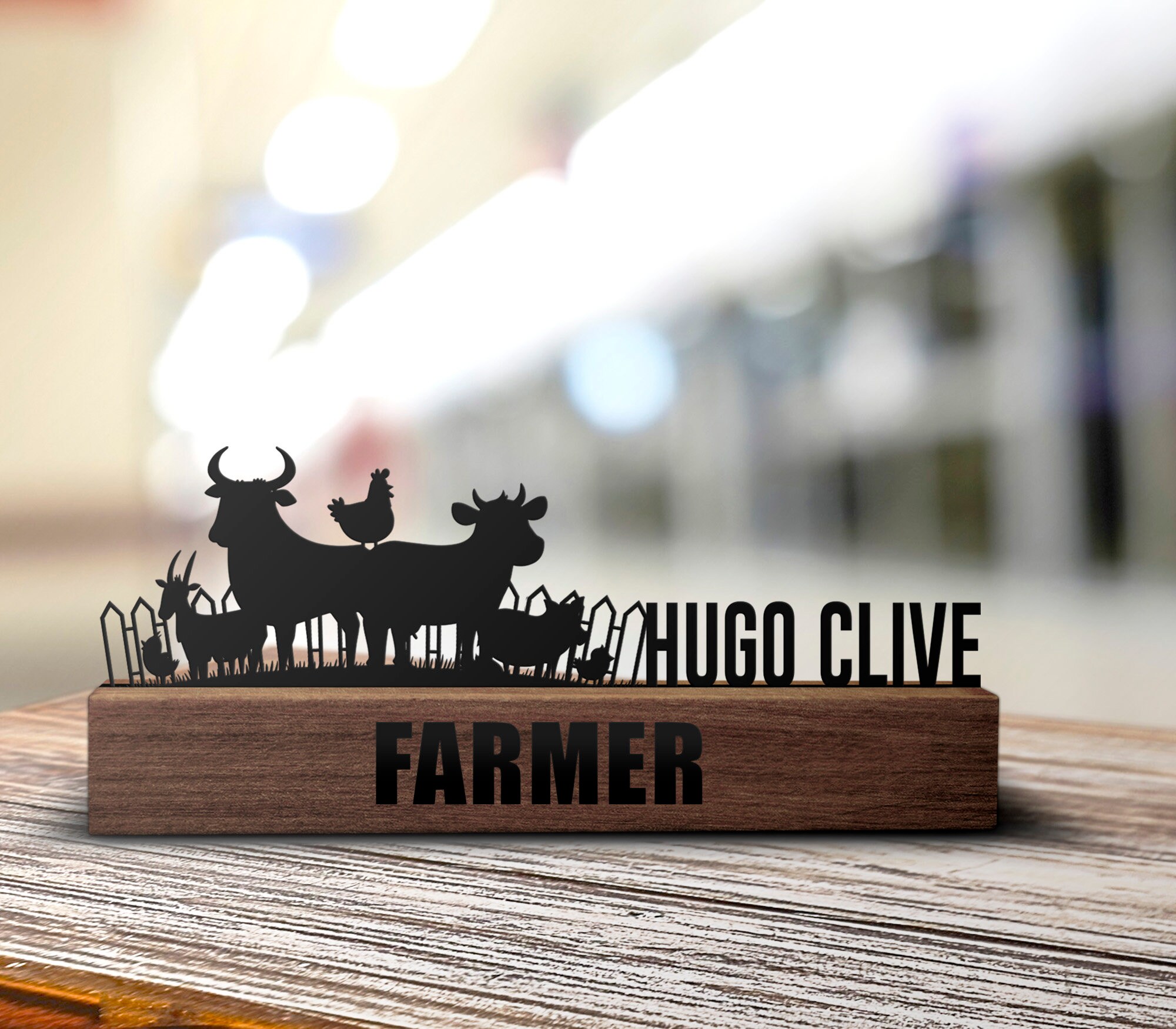 Custom Farmhouse Desk Name Plate Wedge, Personalized Farm Nameplate ...