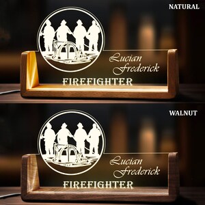 Custom Firefighter Desk Name Plate Personalized Fireman LED Light ...