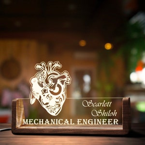 Custom Mechanic Desk Name Plate Personalized Mechanic Gift LED Light ...